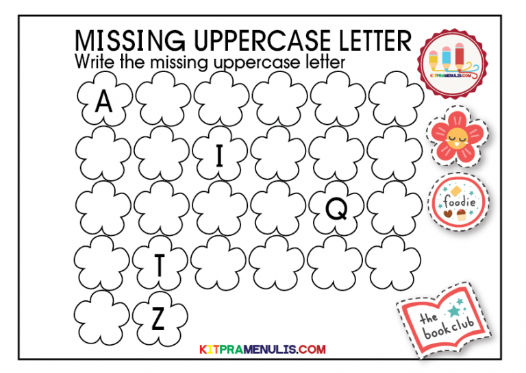 The Missing Uppercase Letter Worksheet | KitPraMenulis