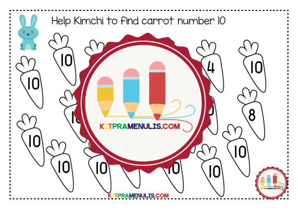Preschool Mini Worksheet | I Know Number 1 To 10 Theme Rabbit And Carrot