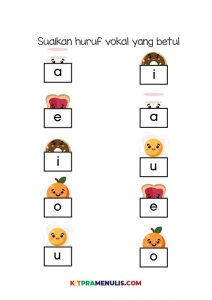 Lembaran Kerja Huruf Vokal Untuk Kanak-Kanak Bawah 7 Tahun | KitPraMenulis