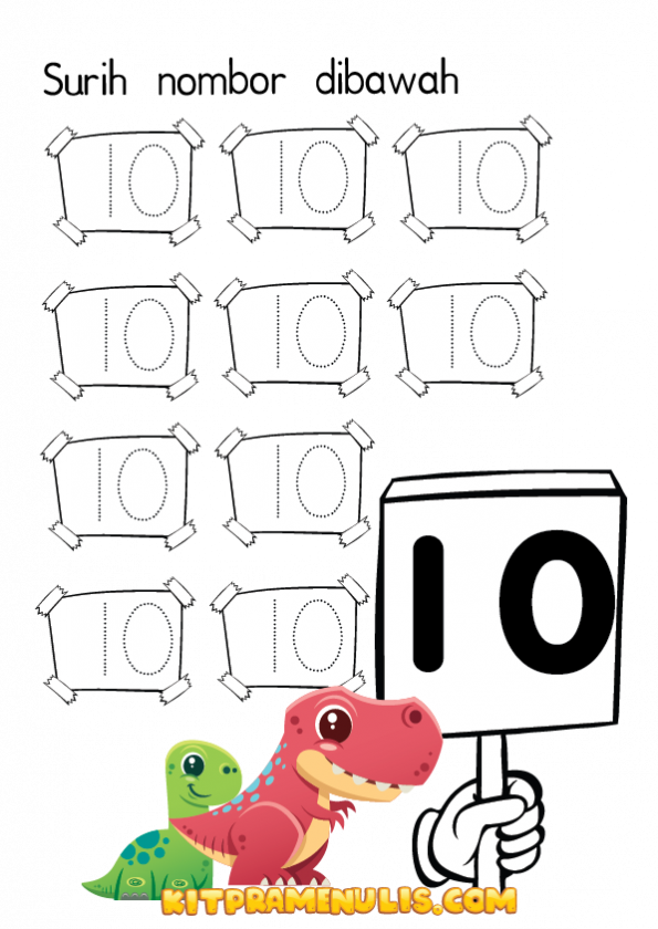 Lembaran Kerja Matematik Nombor 1-10 Prasekolah Format PDF | KitPraMenulis